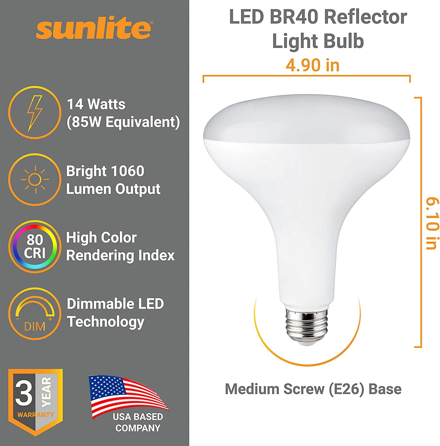 41191 LED BR40 Recessed Light Bulb, 14 Watt (85W Equivalent), 1060 ...