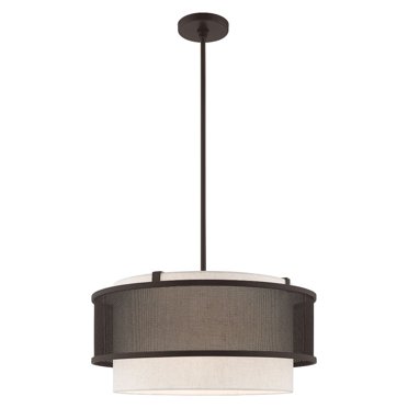 Livex Lighting Blossom 3-Light Modern Metal & Fabric Pendant in Brushed ...