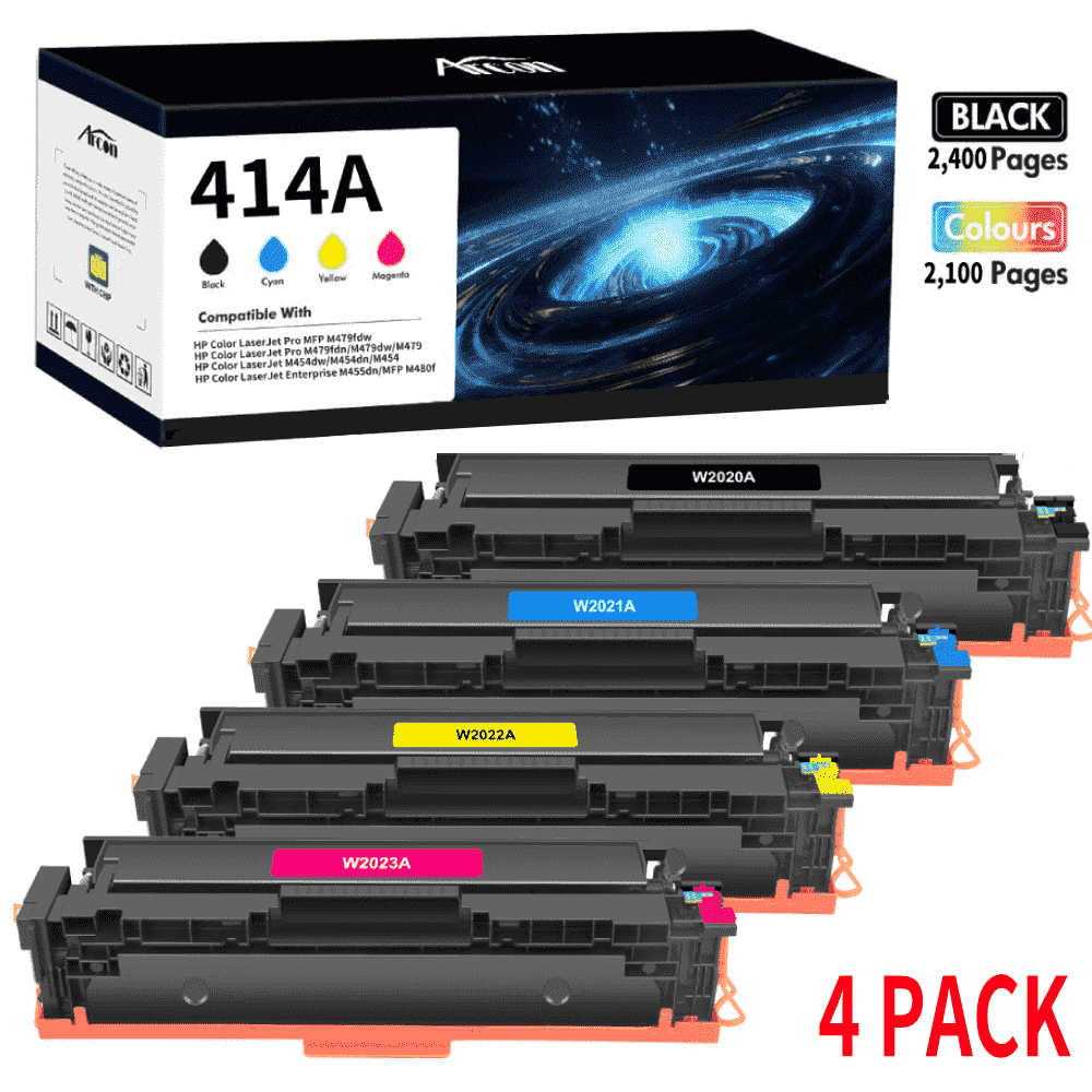 Arcon 4-Pack 414A Toner Cartridges for HP LaserJet Pro MFPs M479fdw ...