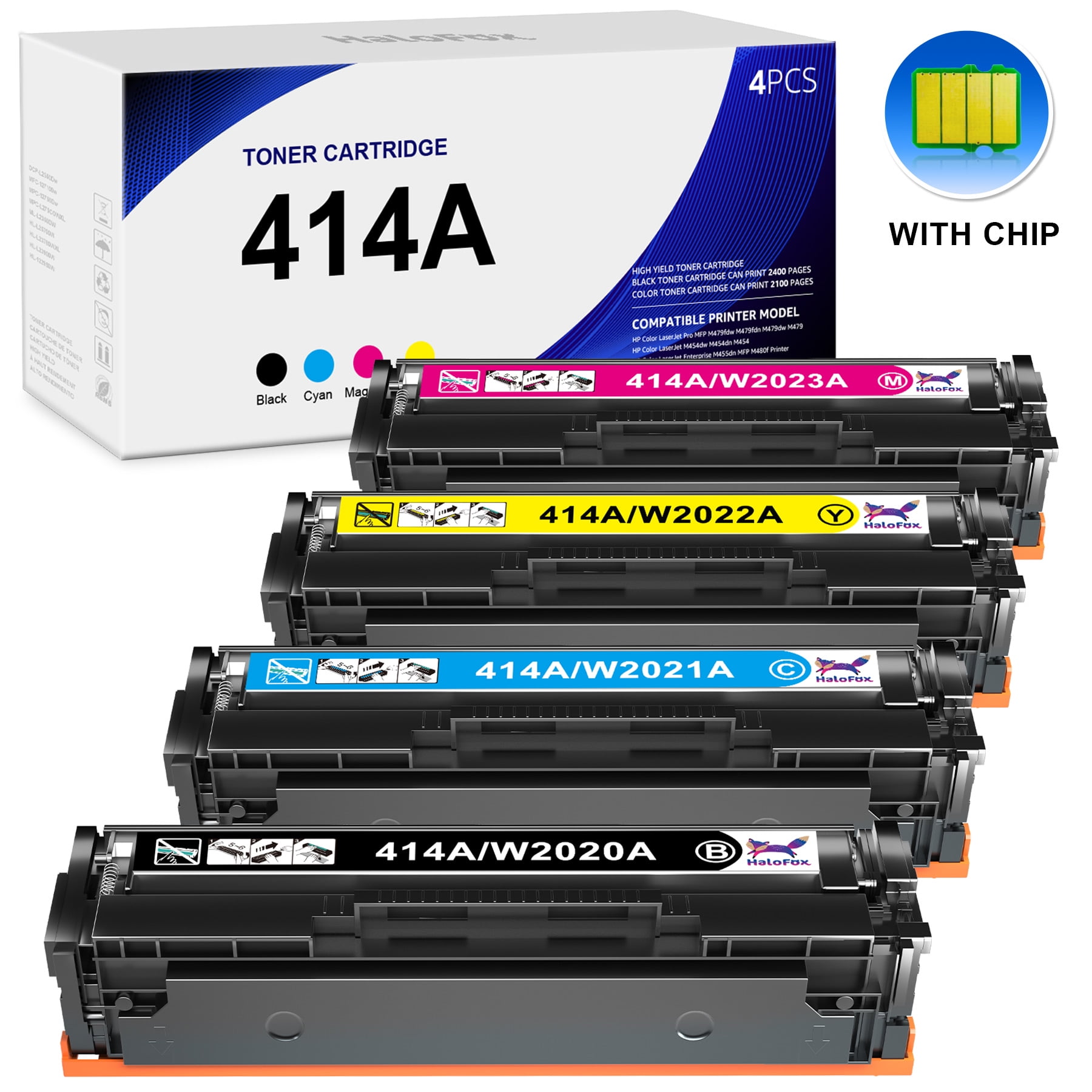 HaloFox 414A 414X Toner Cartridges for HP Pro MFP M479, M454 (Black ...