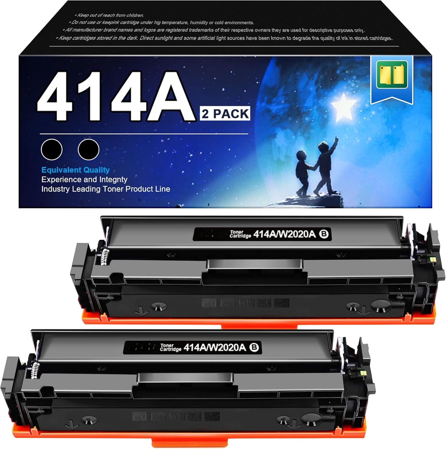 414A Black Toner Cartridge (With Chip) 2 Pack Compatible Replacement ...