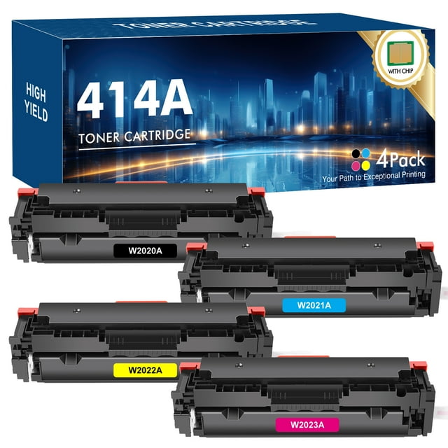 414A Toner Cartridge 4-Pack with Chip Compatible for HP 414A 414X Color ...