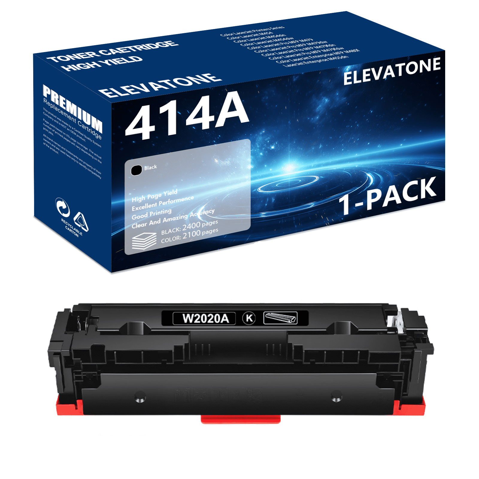 414A Toner Cartridges 1-Pack with Chip Compatible for HP 414A 414X ...