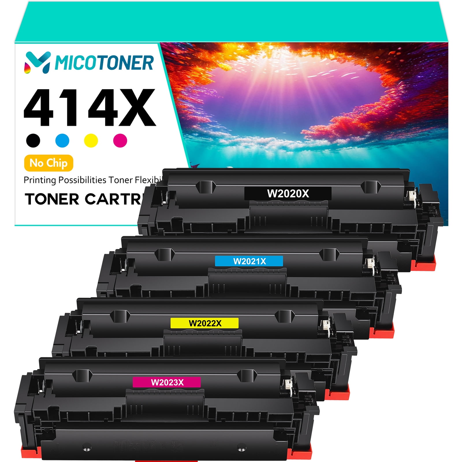 414X 414A Toner Cartridge 4-Pack NO CHIP Compatible for HP 414X 414A ...