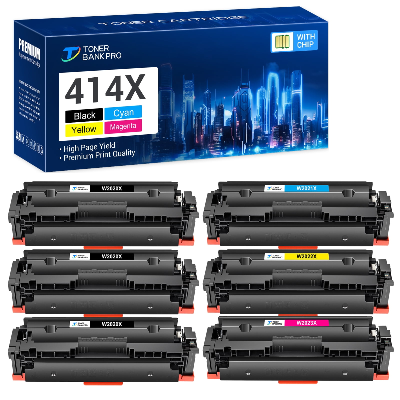 414X Toner Cartridge with Chip Compatible for HP W2020X W2021X W2022X ...