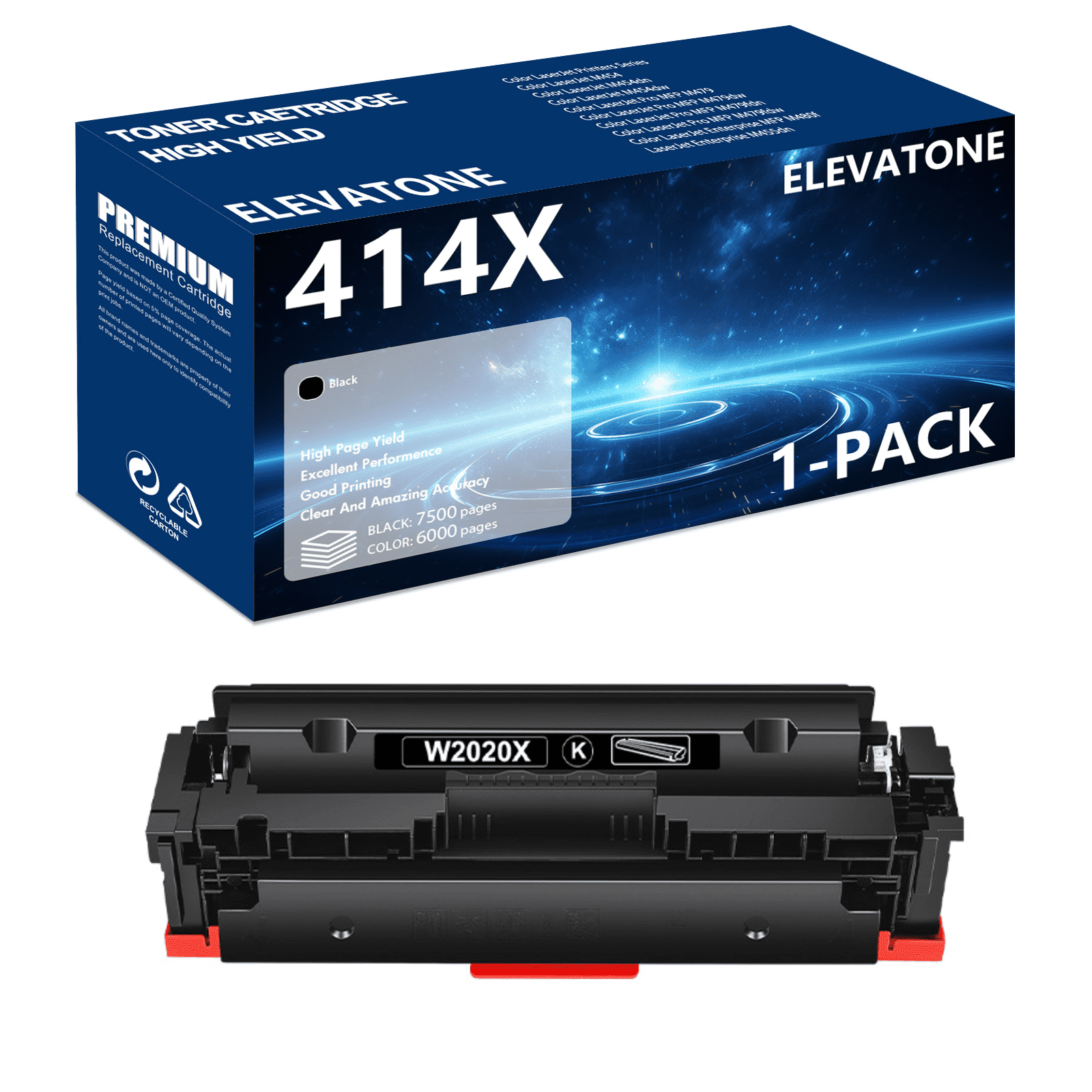 414X Toner Cartridges 1-Pack with Chip Compatible for HP 414X 414A ...
