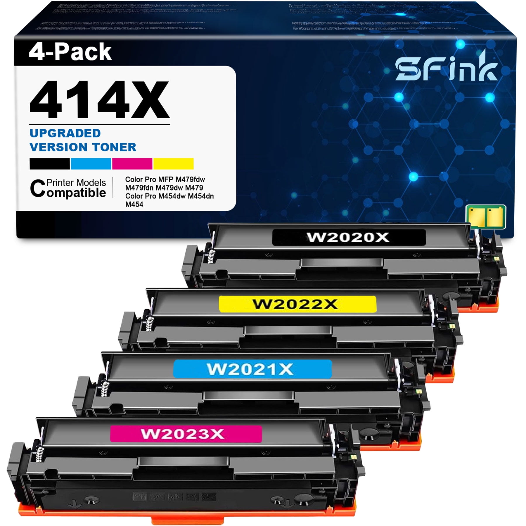 414X Toner Cartridges 4 Pack (with Chip) Compatible for HP 414X 414A ...
