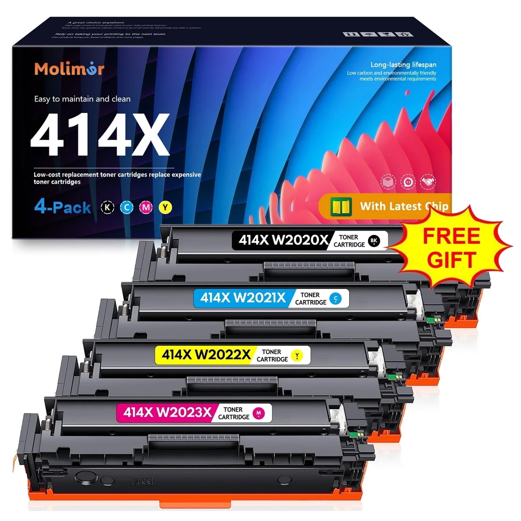 414X W2020X 4-Pack Toner Cartridge Compatible with HP Pro M455dn M454dw ...