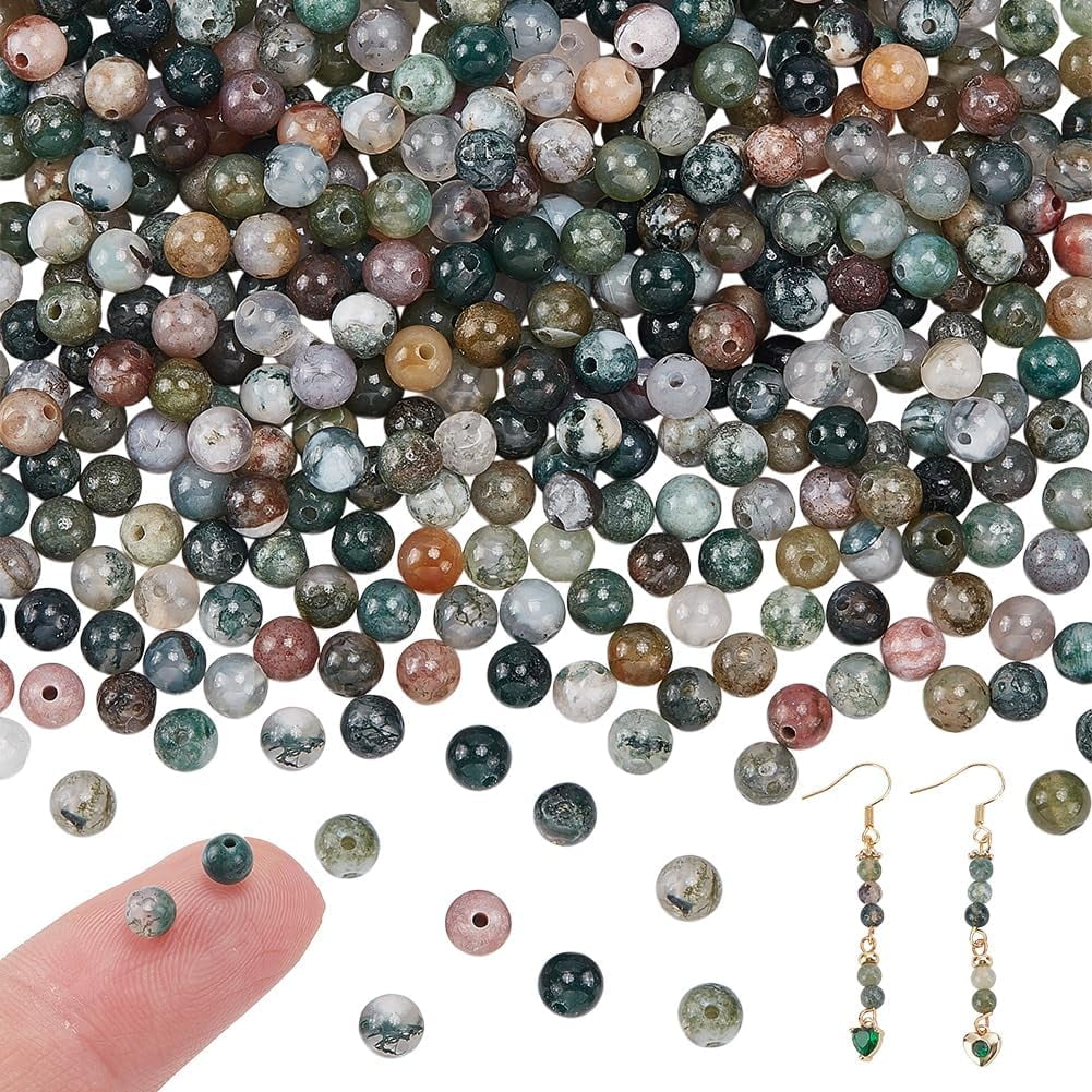 415 Pcs Indian Agate Beads 4mm Multicolor Round Natural Gemstone Beads ...