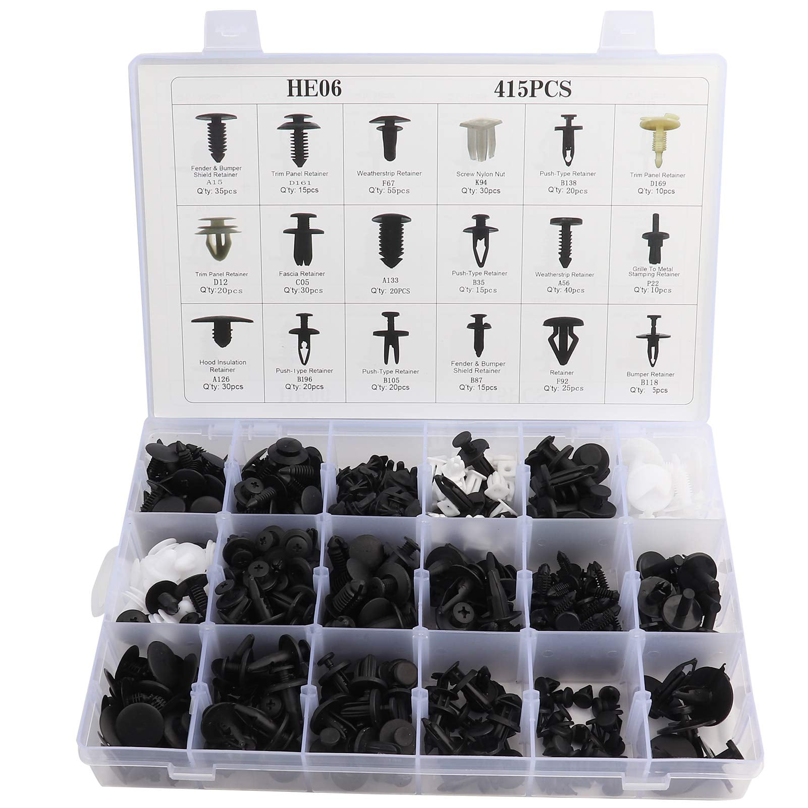 415pcs 18 Sizes Plastic Car SUV Trim Clips Bumper Retainer Panel ...