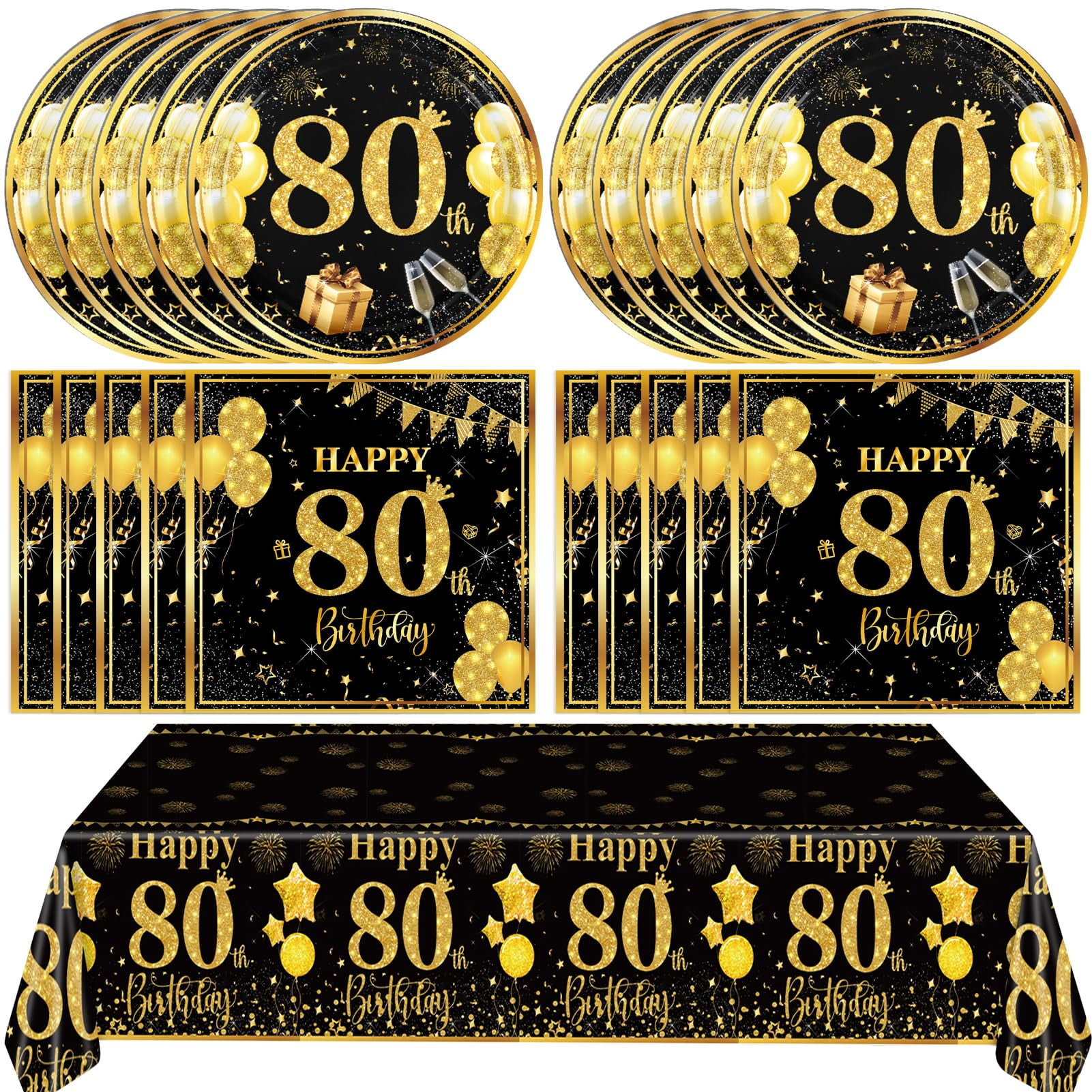 41Pcs 80th Birthday Decorations DHF10 Back in 1945 Tableware Cheers to ...