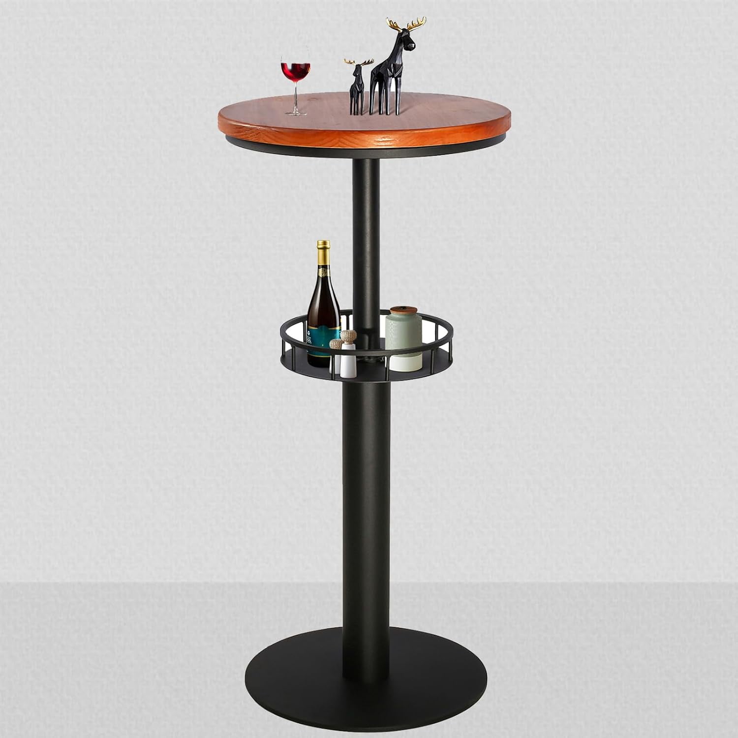 41inch Vintage Bar Table Industrial Pub Table with Metal Shelf for ...