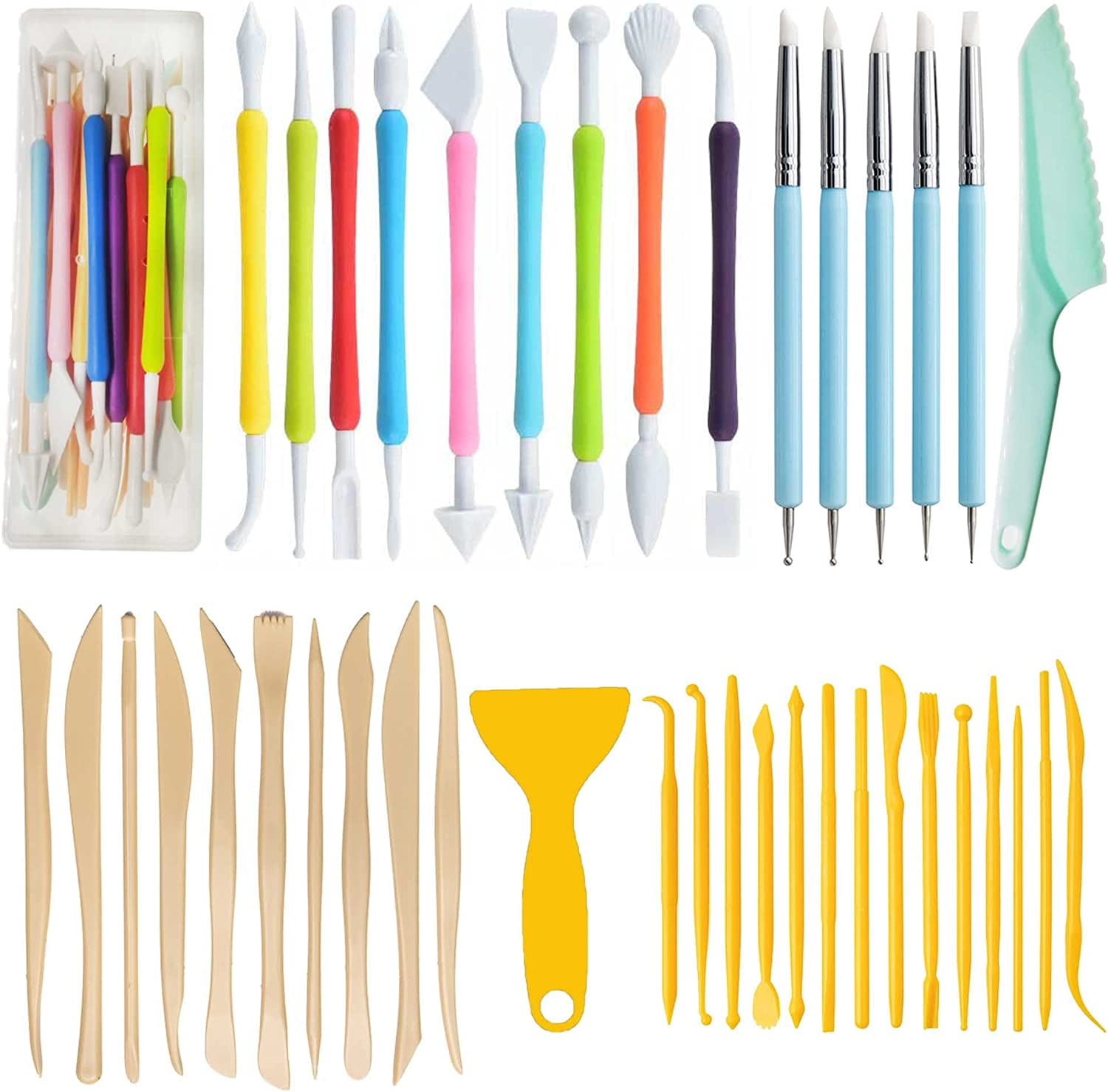 41pcs Plastic Polymer Clay Art Tools Set for Kids Adults,Knives Pottery ...