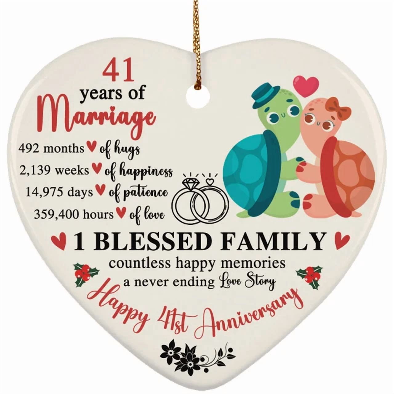 41st Anniversary Heart Ornament Cute Turtle Love 41 Year Marriage ...