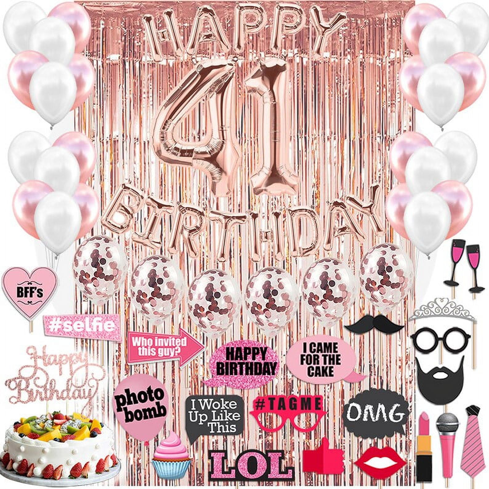 41st Birthday Decoration Rose Gold, 41 Party Supplies Decoration, 41st ...