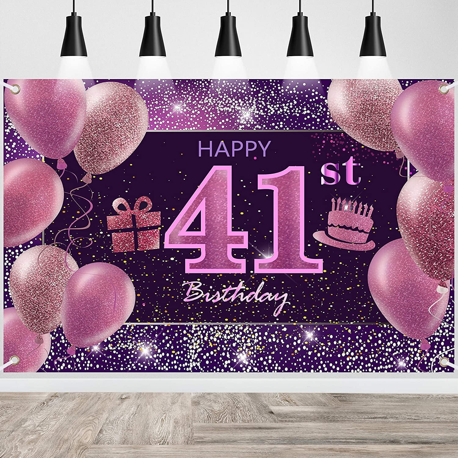 41st Birthday Decorations for Girls Happy Birthday Banner Pink ...