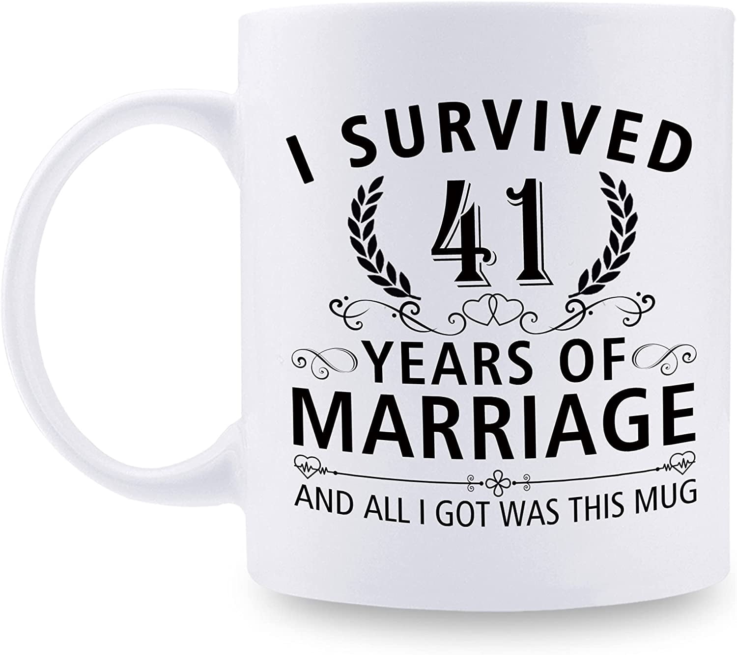 41st Wedding Anniversary Mugs for Couple Husband Wife - I Survived 41 ...