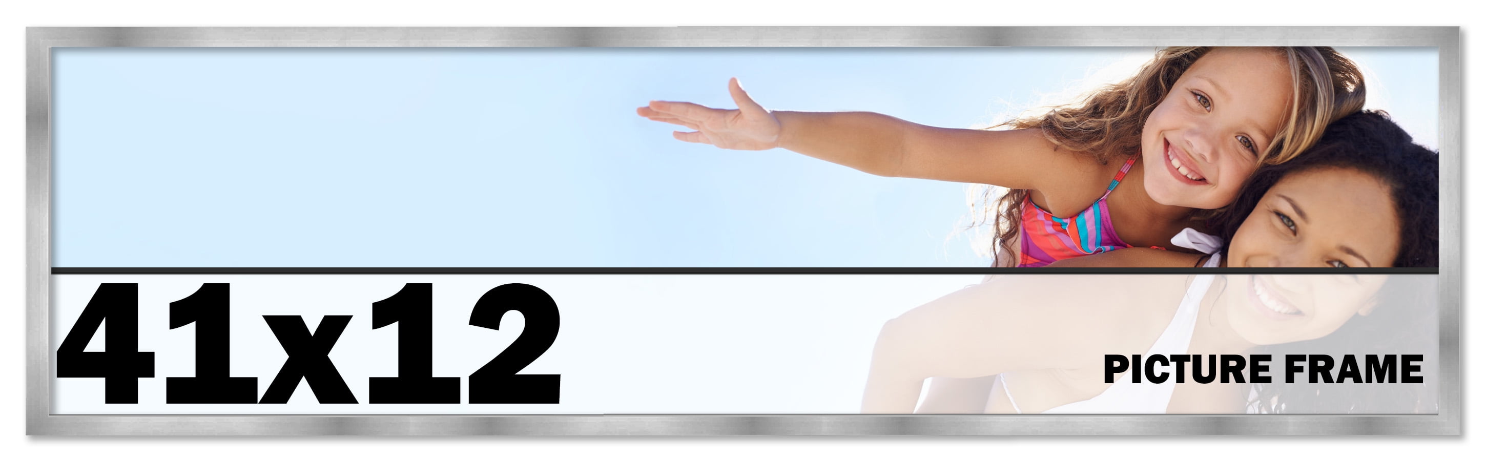 41x12 Frame Silver Stainless Steel Solid Wood Picture Frame | 0.75 Inch ...