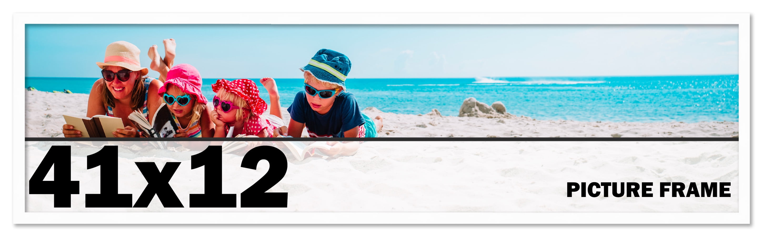 41x12 Frame White Solid Wood Picture Frame Includes UV Acrylic Shatter ...