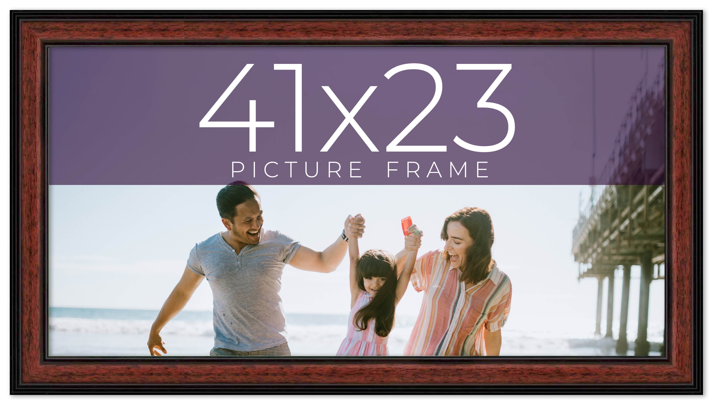 41x23 Frame Executive Brown Round Mahogany Finish Solid Wood Picture ...