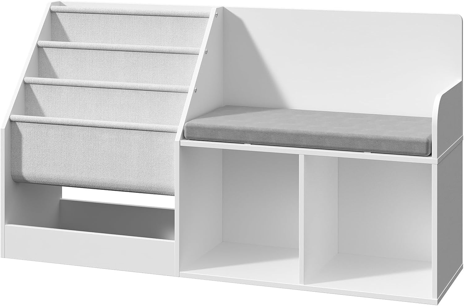 42.1" Kids Bookshelf with Reading Nook, Toy Storage Organizer with Seat ...