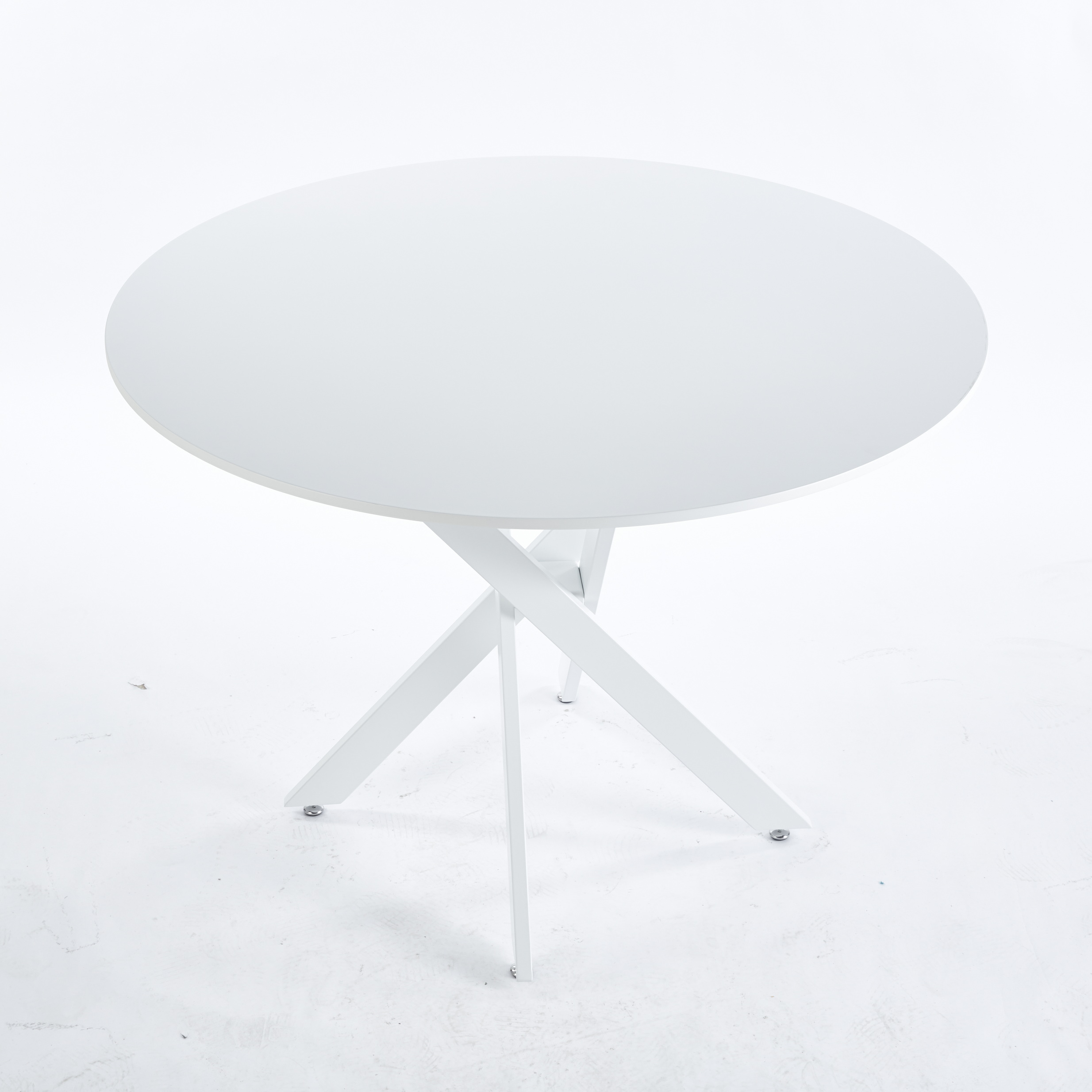42.1"WHITE Table Mid-century Dining Table for 4-6 people With Round Mdf ...