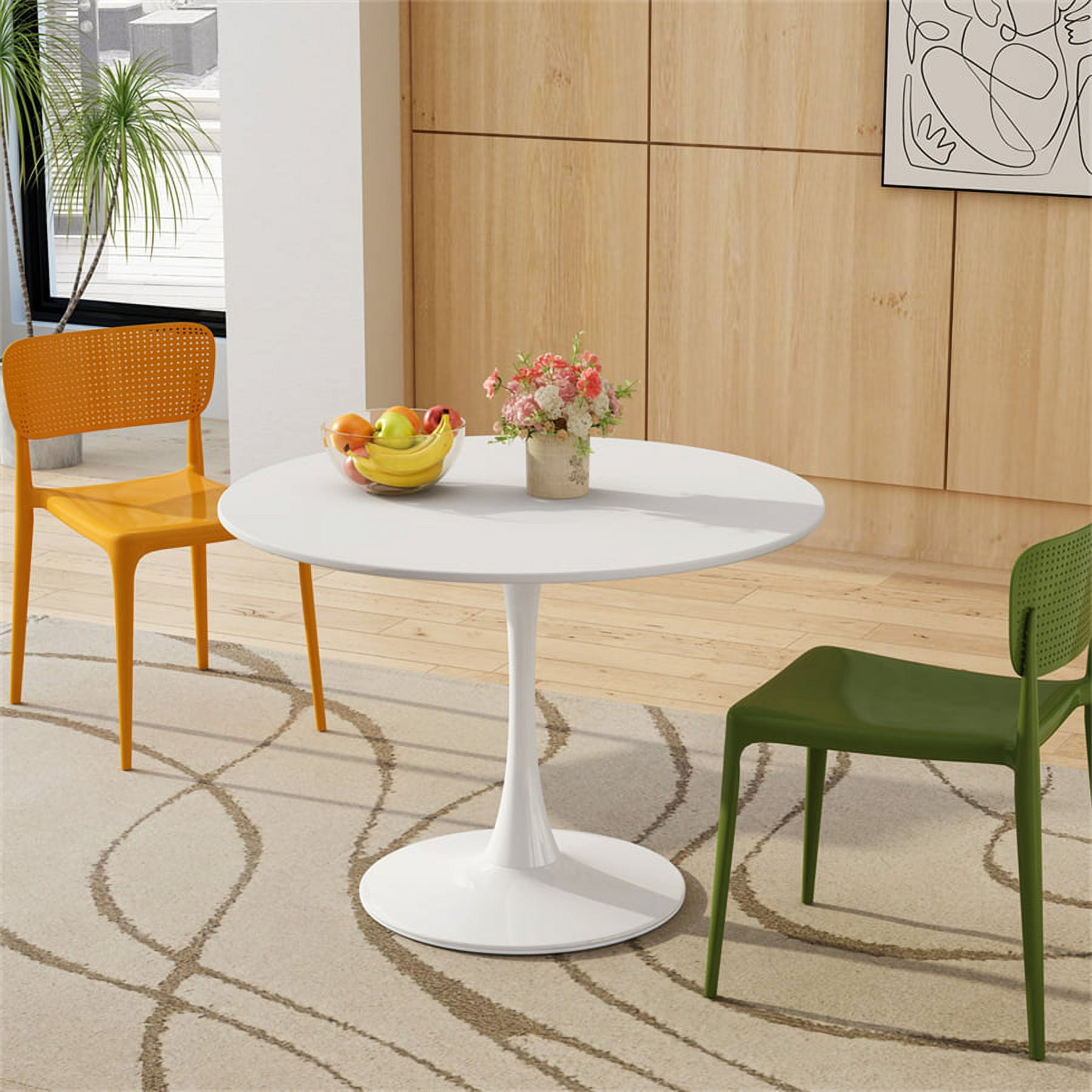 42.12" Round Dining Table with Round MDF Table Top, Modern Coffee Table ...