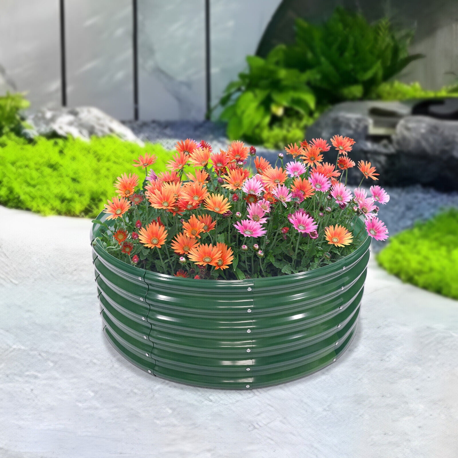 42*17" Green Galvanised Raised Garden Bed,Garden Metal Planter Box ...