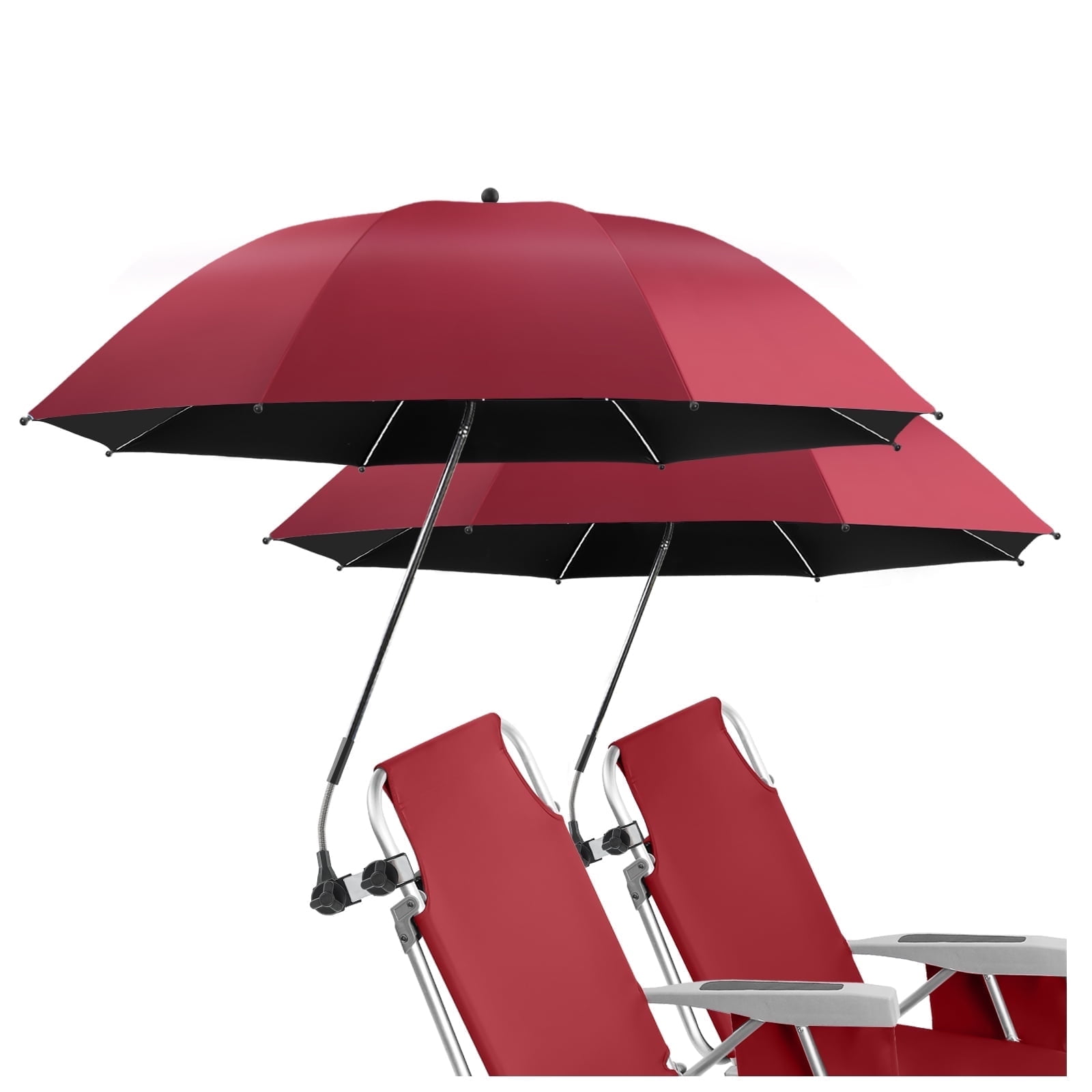 42" 2 Pack Beach Chair with Umbrella,99.99% UV Protaction Chair ...