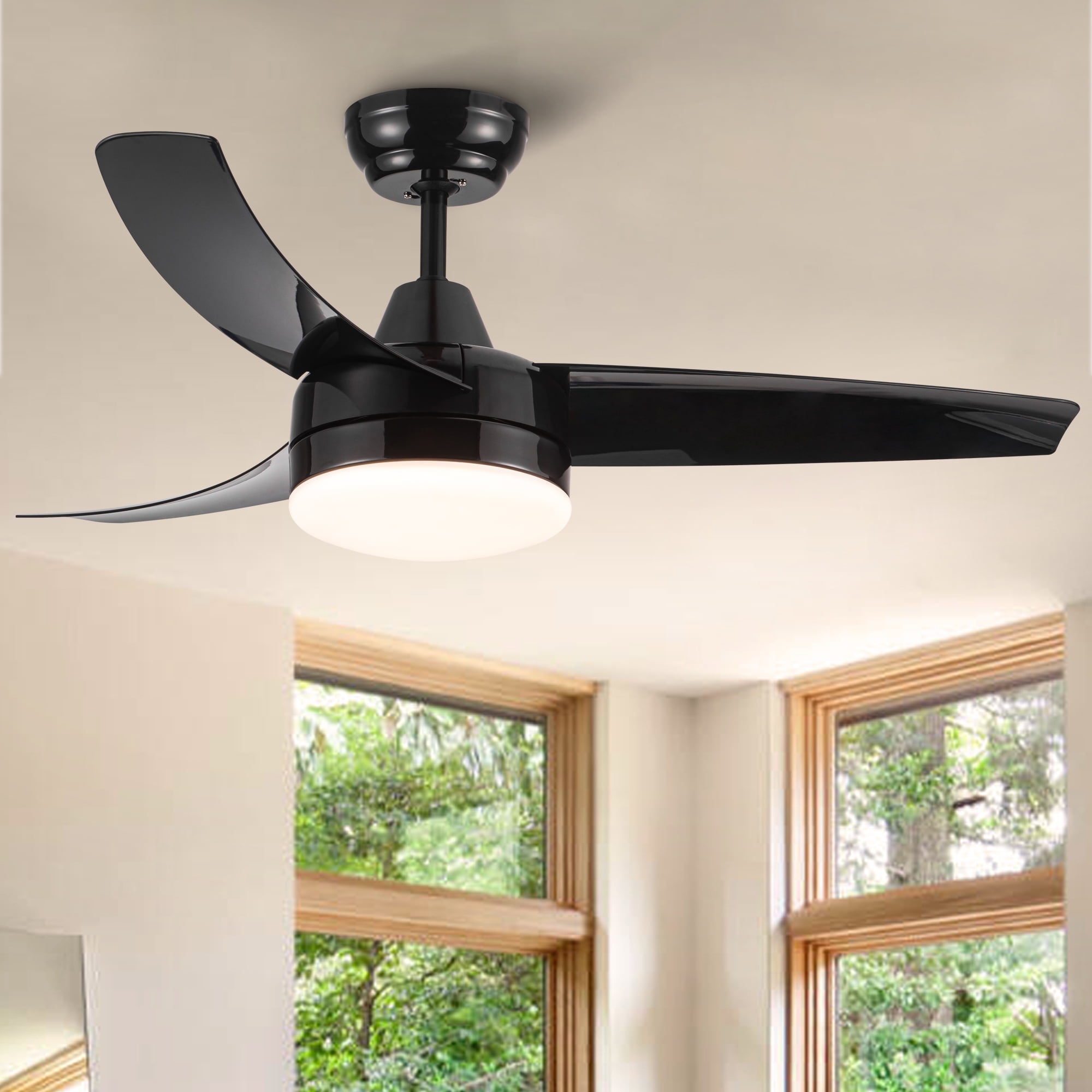 QHTX 42-Inch Matte Black Modern Leaf Ceiling Fan - Walmart.com