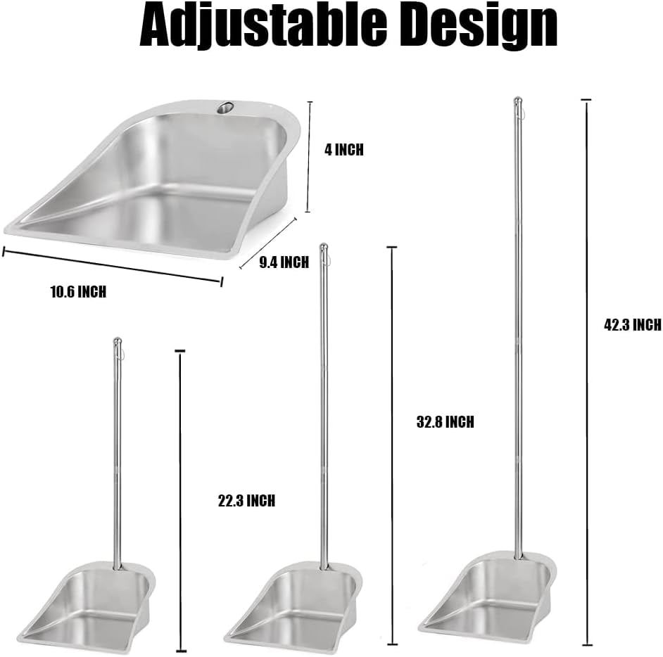 42.3" Long Handle Dust Pan - Heavy Duty Metal Dustpan for Indoor ...