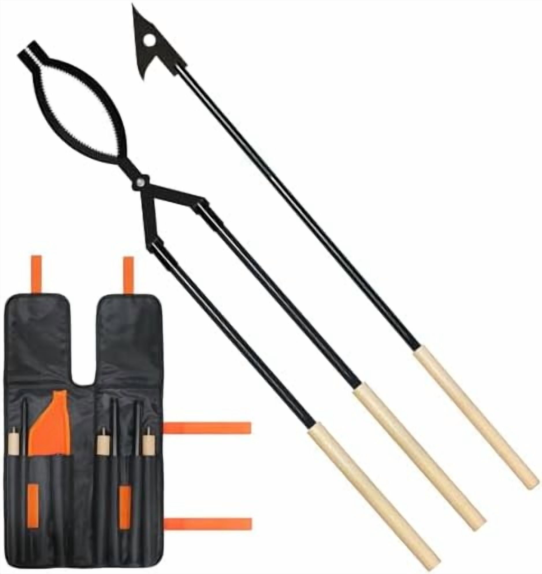 42" Fire Tongs Firewood Log Grabbers and Fire Poker Set, Portable ...