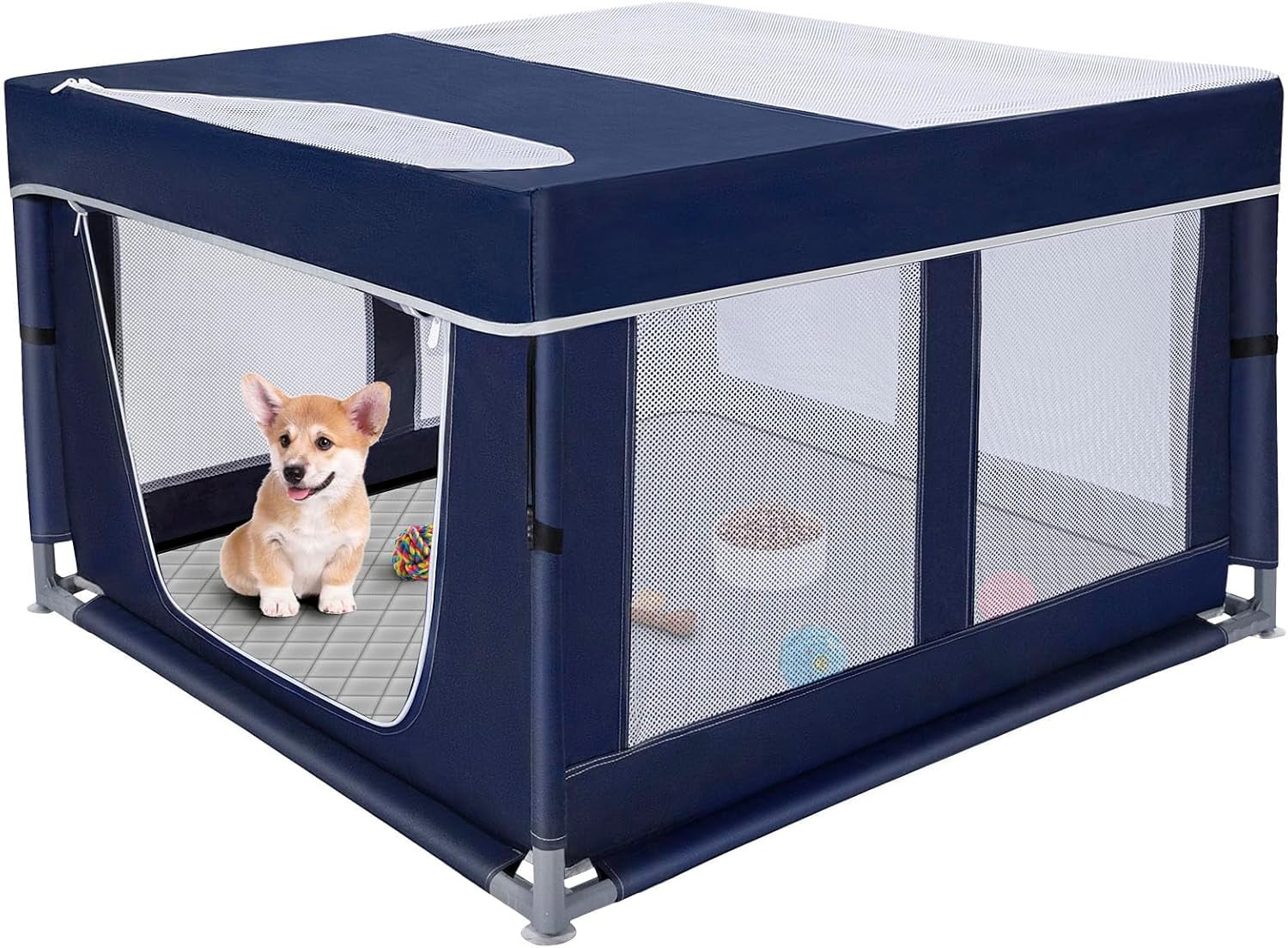 42 × 42 inch Dog Playpen with Pee Pad, Soft Puppy Playpen, 25 Height ...