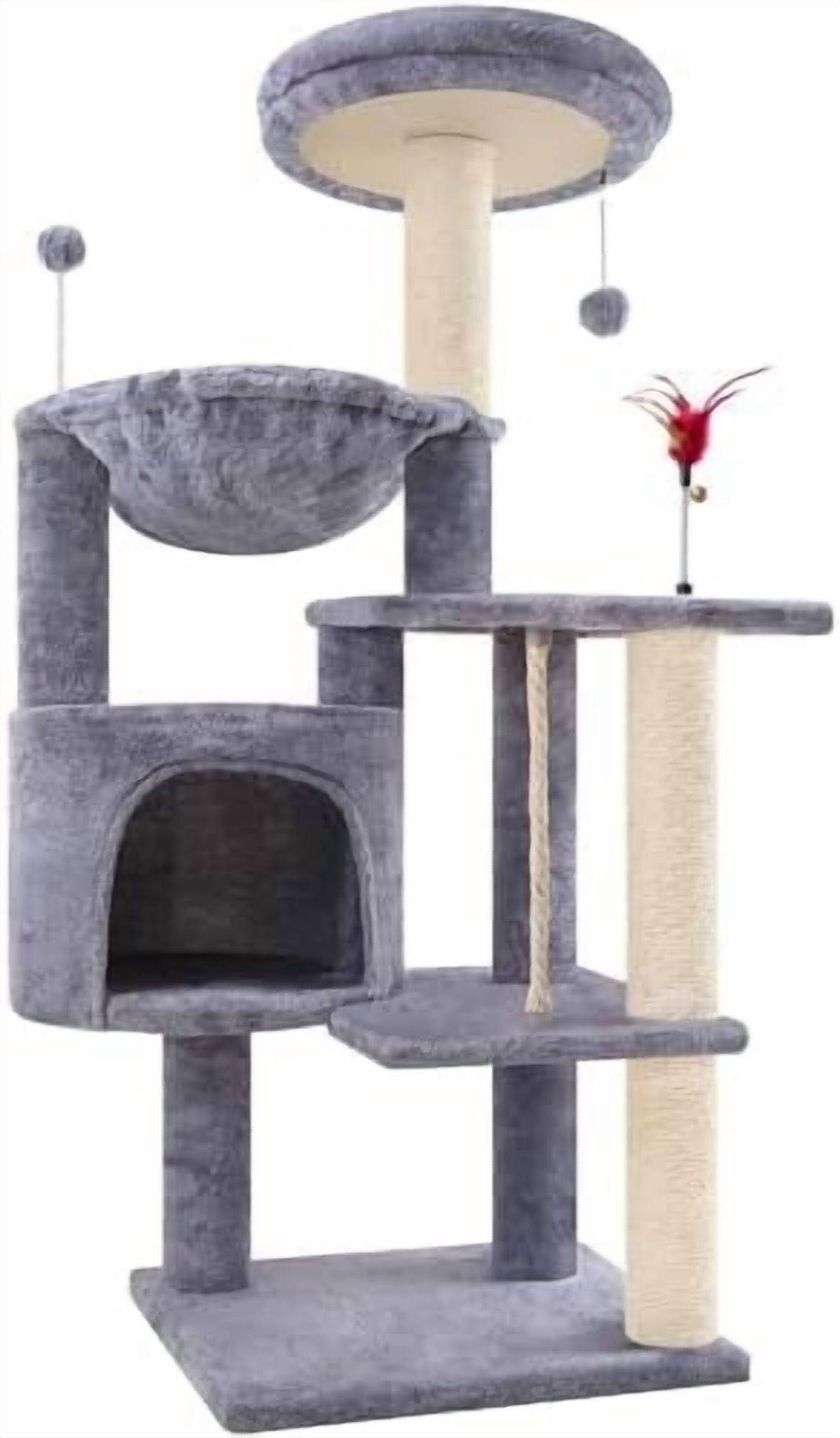 42.5'' Cat Tree for Indor Cats, Multifunctional Cat Tower with Cozy ...