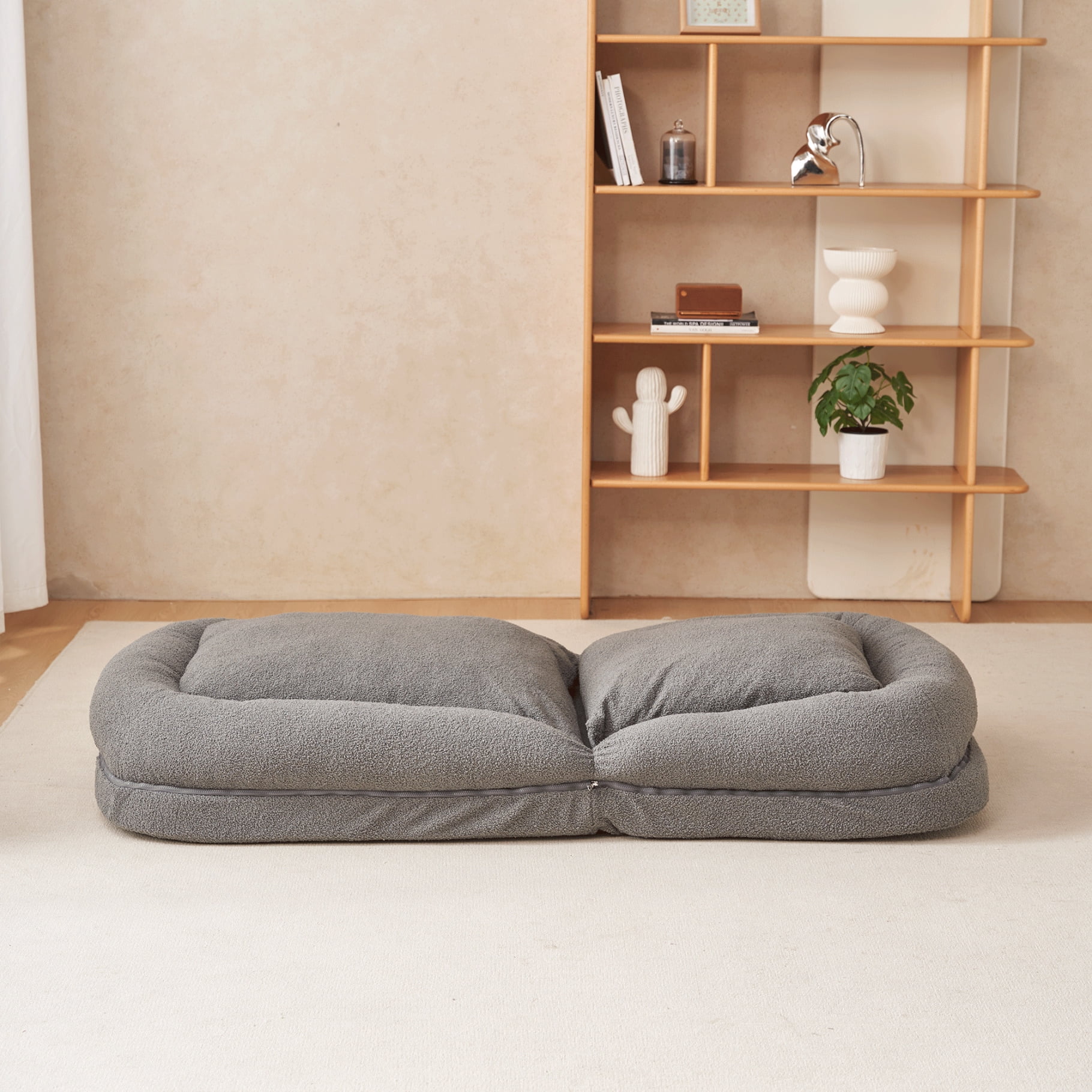 42.5'' Foldable Human Dog Bed with Adjustable Backrest, Multifunctional ...