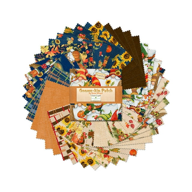 42 5 Inch Squares Gnome-kin Patch Wilmington Prints 100% Cotton Fall Autumn Thanksgiving ...