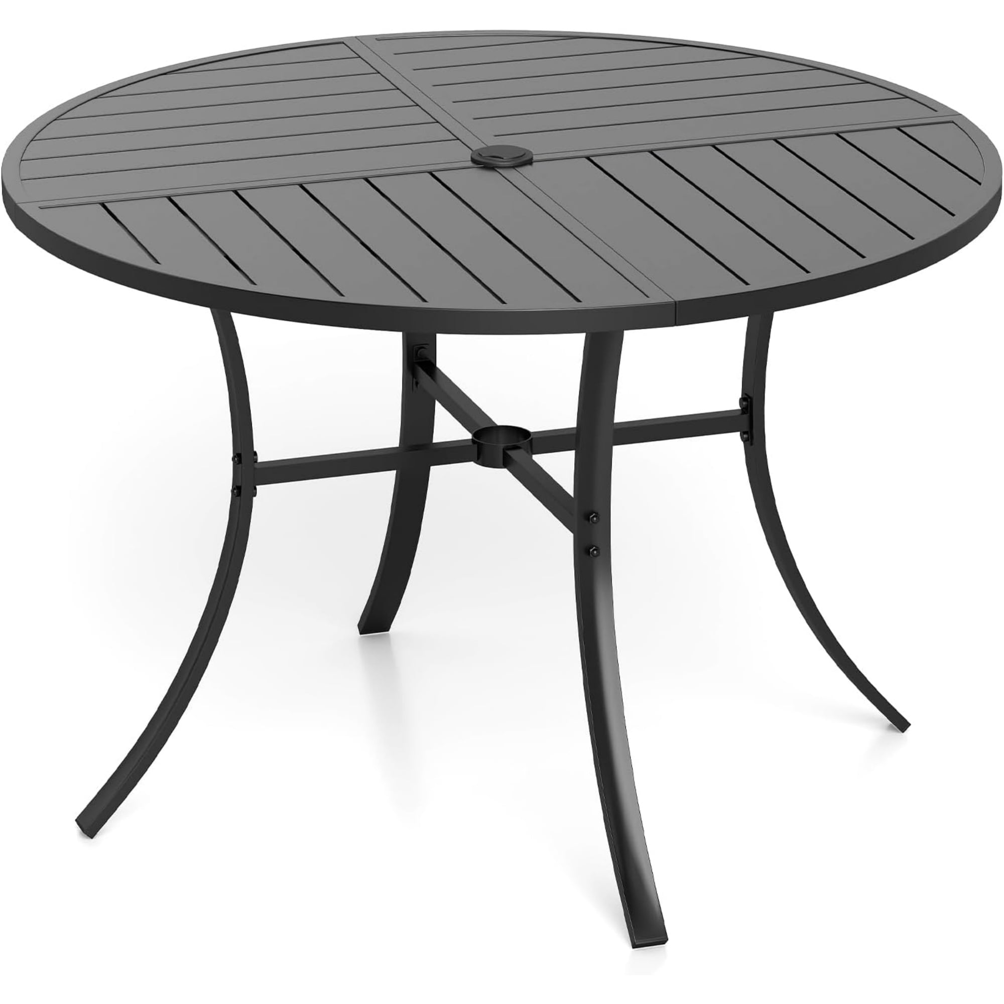 42.5" Round Metal Patio Dining Table for 4, Heavy Duty Outdoor Dining ...