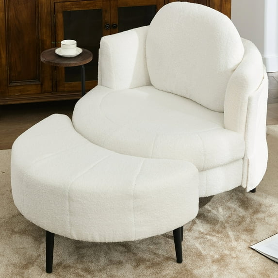 42.5" Single Sofa Chair with Moon-shaped Footstool, Activity Back ...
