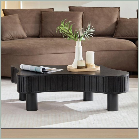 42.52 Inch Irregular Modern Coffee Table for Living Room - Space-Saving ...