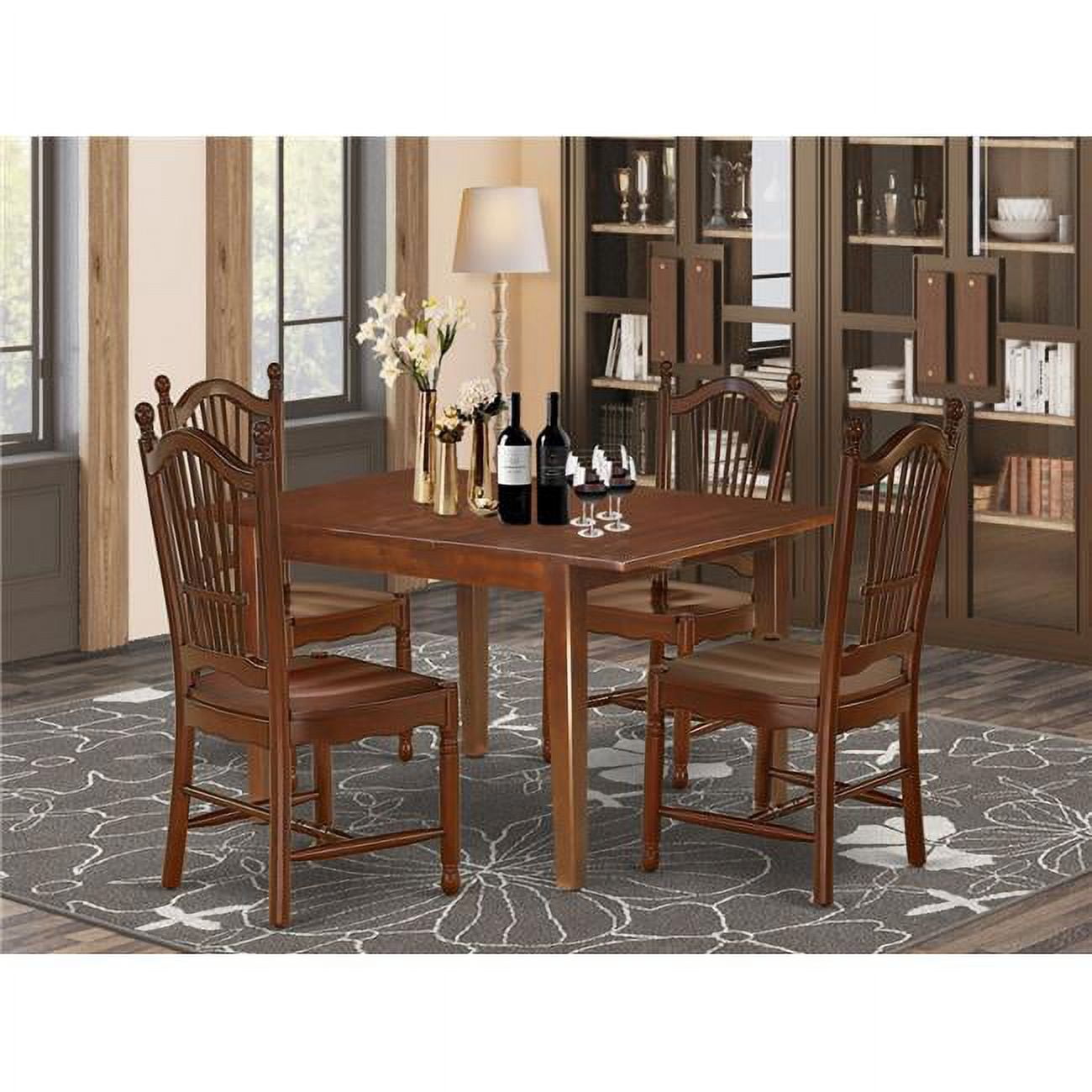 42-54 in. Milan Rectangle Kitchen Table with 12 in. Leaf & 4 Wood Seat ...