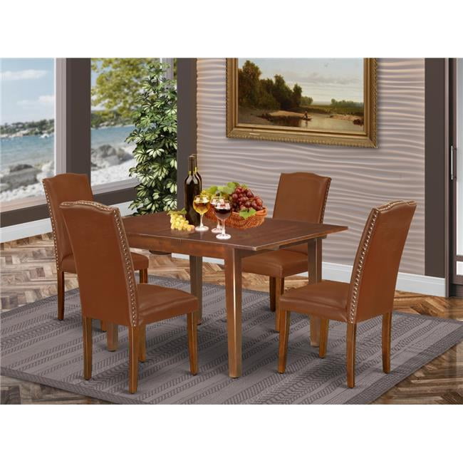 42-54 in. Milan Rectangular Dining Room Table with 12 in. Self Storing Butterfly Leaf & Four ...