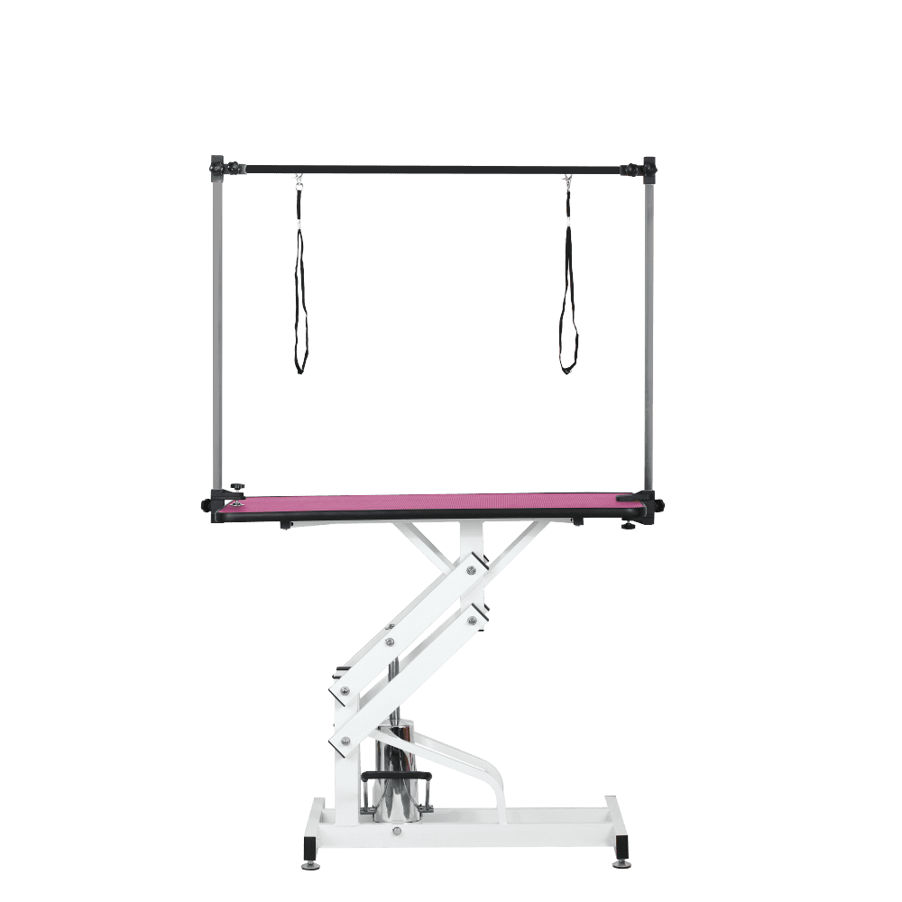 42.5INCH HYDRAULIC PET GROOMING TABLE WITH "H" ARM PINK,White+Pink,MDF ...