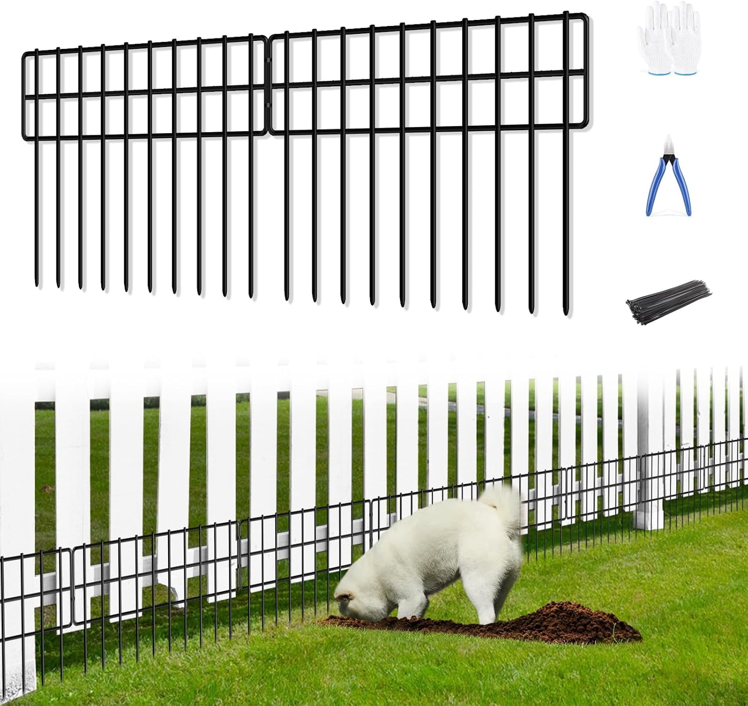 42.5ft(L) X 13in(H) No Dig Fence, 30 Pack Garden Fence Panels ...