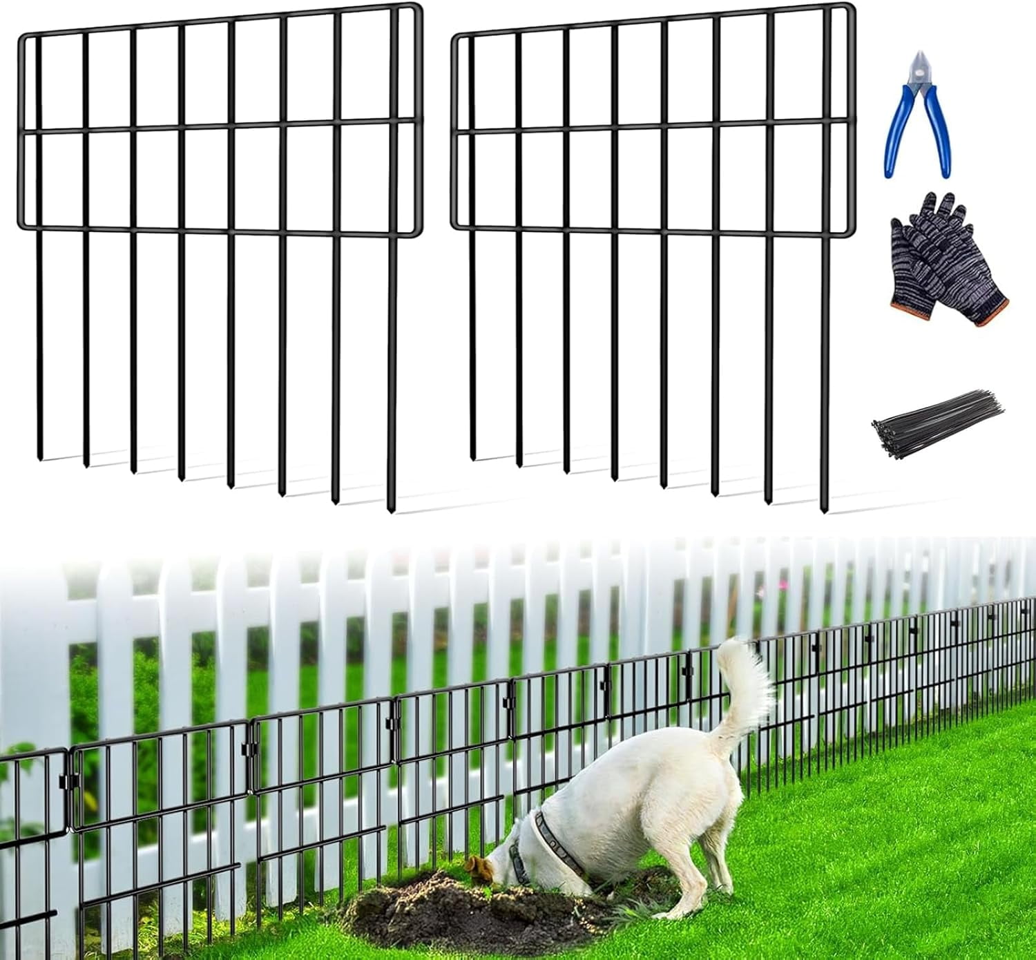 42.5ft(L) X 13in(H) No Dig Fence, 30 Pack Garden Fence Panels ...