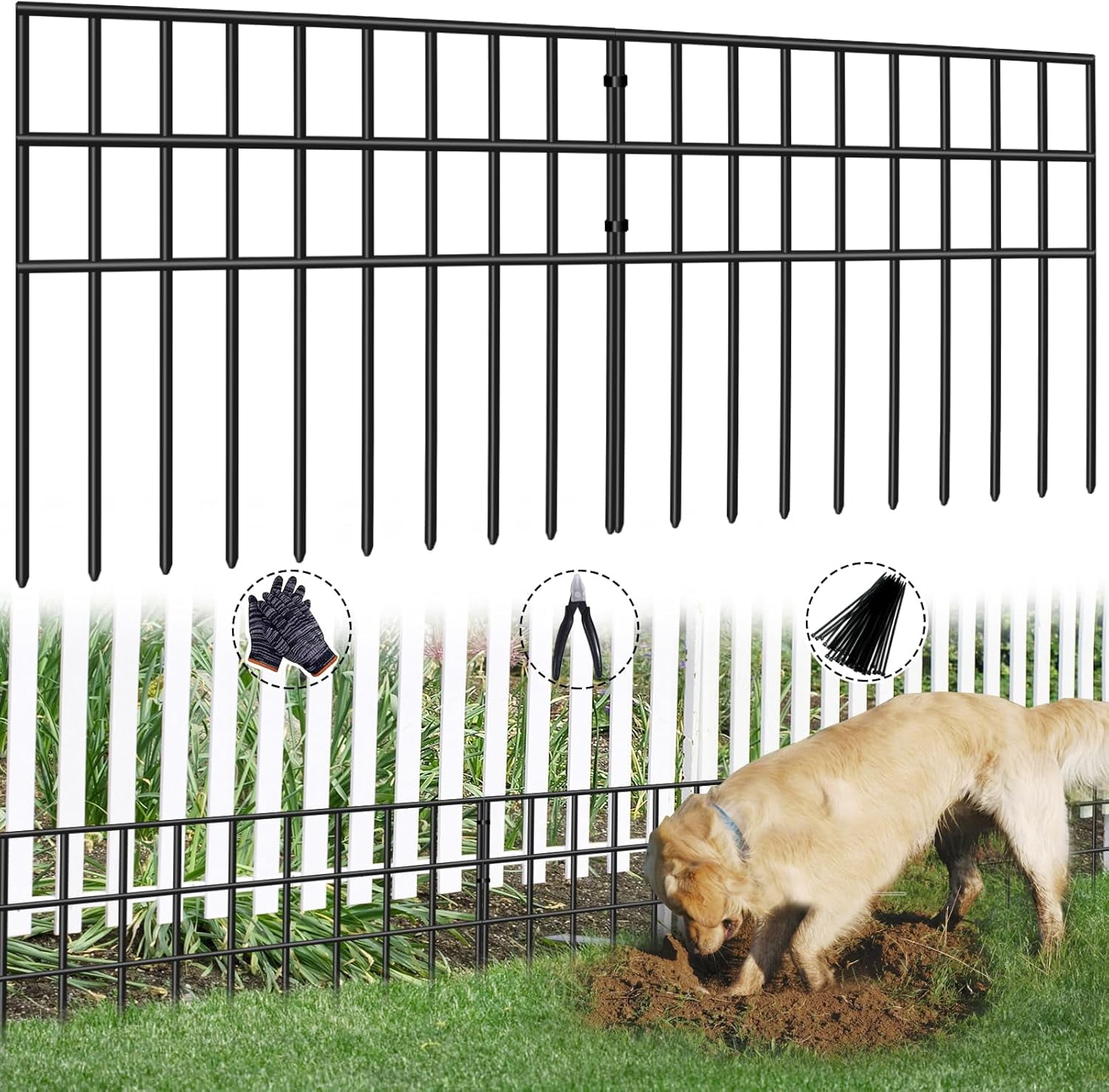 42.5ft(L) x 13in(H) Animal Barrier Fence, 30 Panels No Dig Garden Fence ...