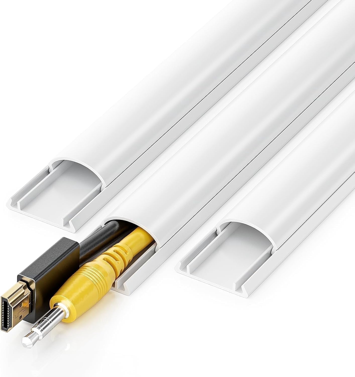 42.5in Cord Hider,PVC Half Round Cord Cover Cable Management,3 Rails ...