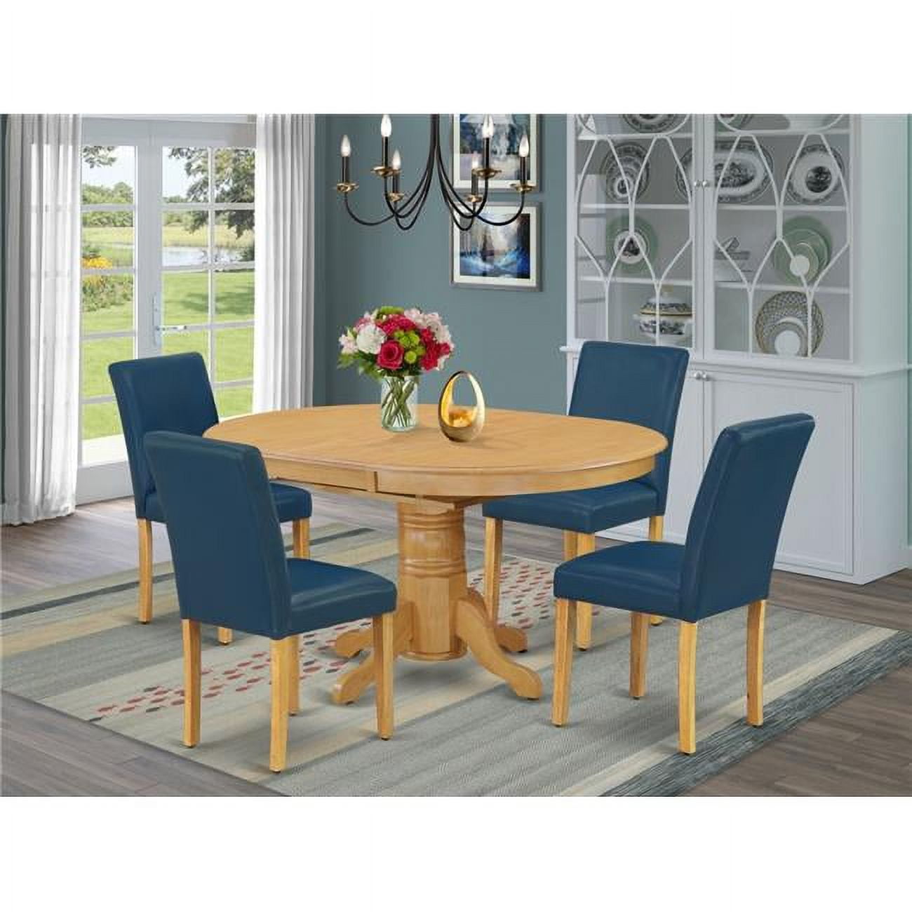 42-60 in. Avon Oval Table with 18 in. Self Storing Butterfly Leaf & 4 ...