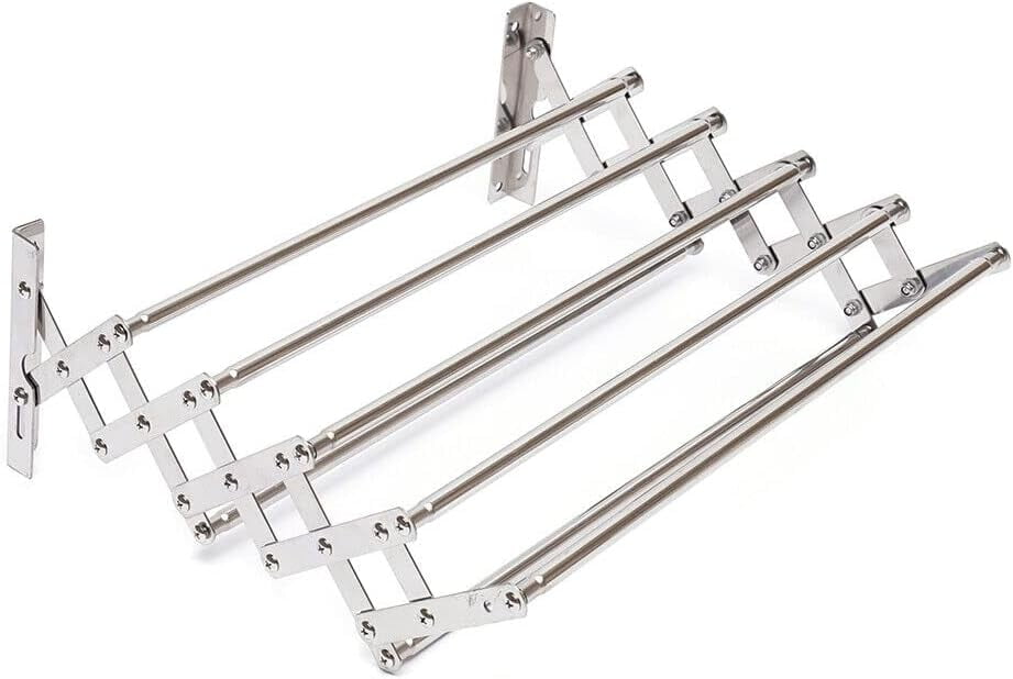 42-80cm Wall Mounted Clothes Drying Rack Stainless Retractable Laundry ...