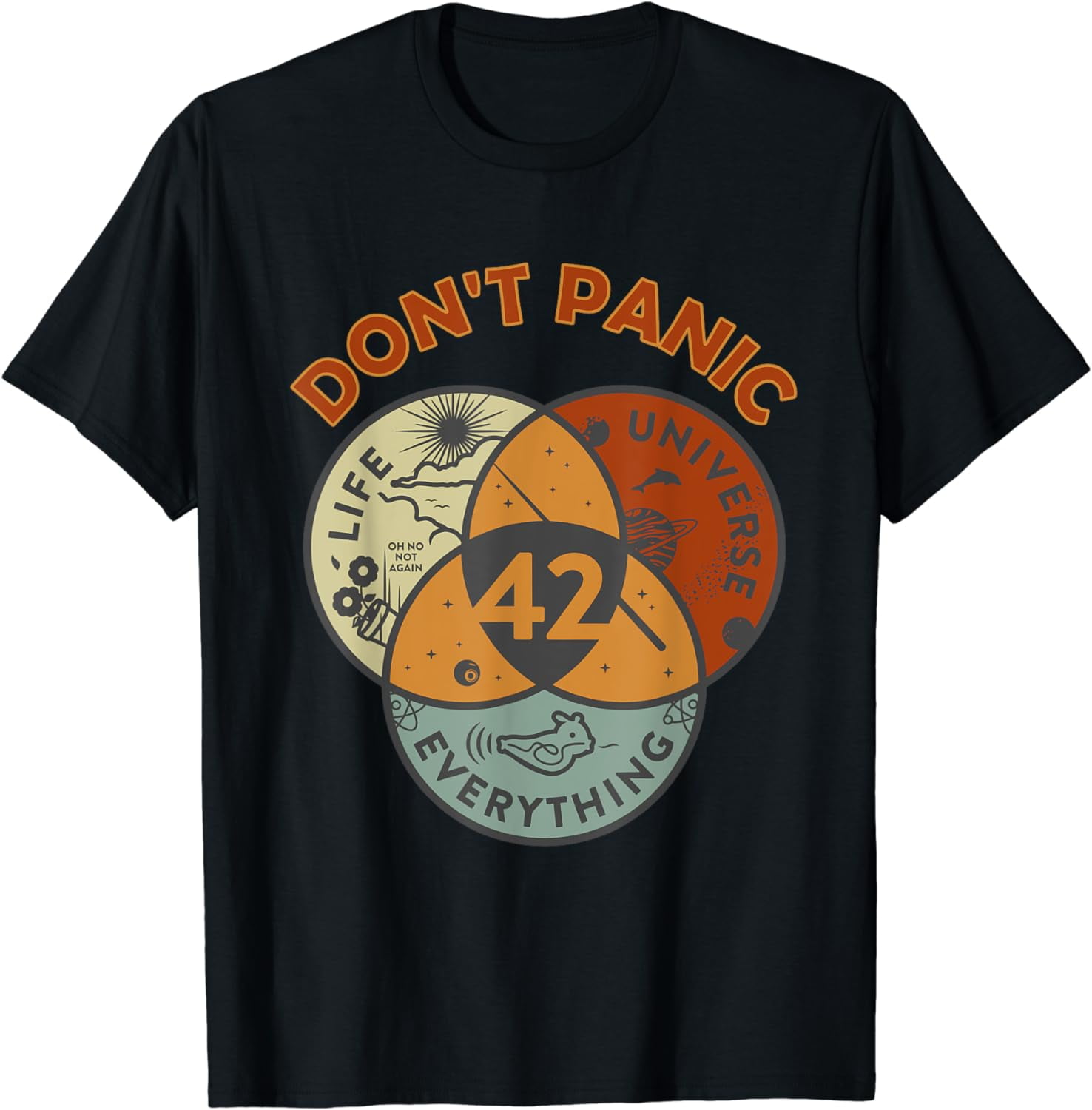 42 Answer to Life The Universe And Everything Don't Panic T-Shirt ...