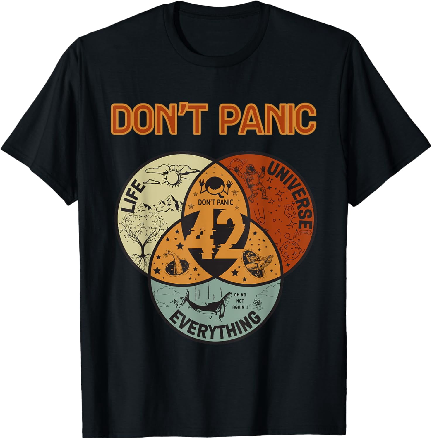 42 Answer to Life The Universe And Everything Don't Panic T-Shirtmen ...